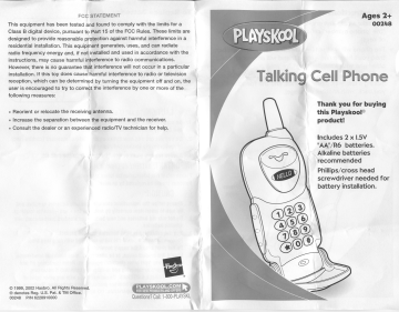 Hasbro Talking Cell Phone Instructions | Manualzz