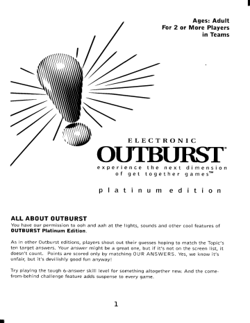 Hasbro Outburst Platinum Edition Electronic Instructions | Manualzz
