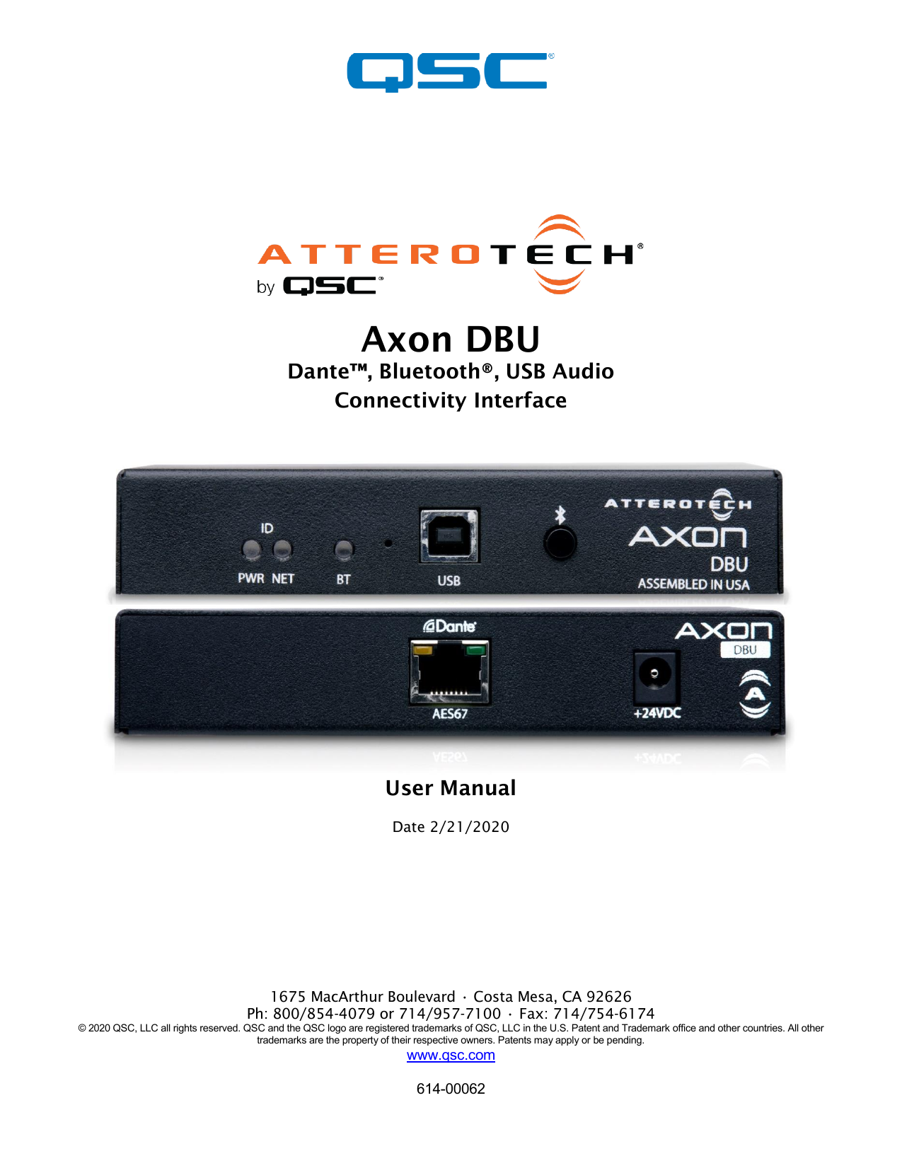 QSC Axon DBU User Manual | Manualzz