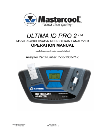 MasterCool 69HVAC-PRO2 ULTIMA ID™ PRO 2 HVAC REFRIGERANT IDENTIFIER ...