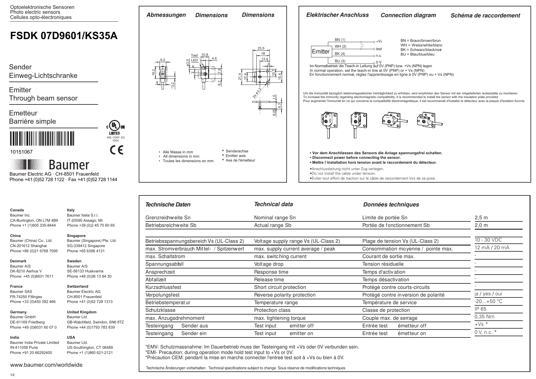 Baumer FSDK 07D9601/KS35A Operating instructions | Manualzz