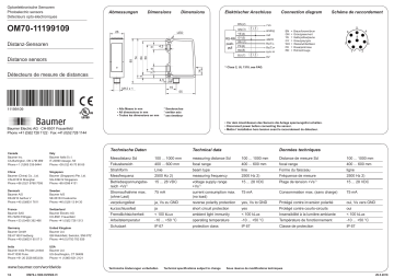 Baumer OM70-L1000.HV0500.VI Distance sensor Mode d'emploi | Manualzz