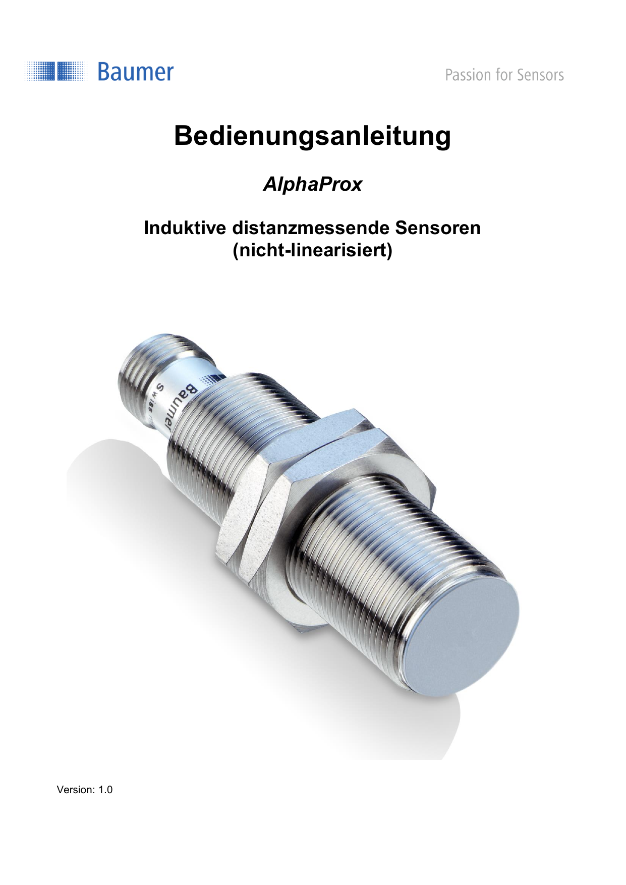 Baumer IR12.D06S-Q40.UA1Z.7BCV Inductive distance measuring sensor Bedienungsanleitung | Manualzz