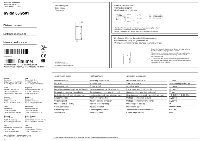 Baumer IWRM 06I9501 Operating instructions | Manualzz Baumer IWRM 06I9501 Operating instructions | Manualzz