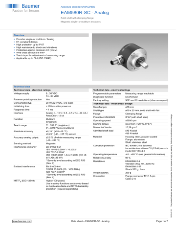 Baumer EAM580R-SC - Analog Absolute encoder Data sheet | Manualzz