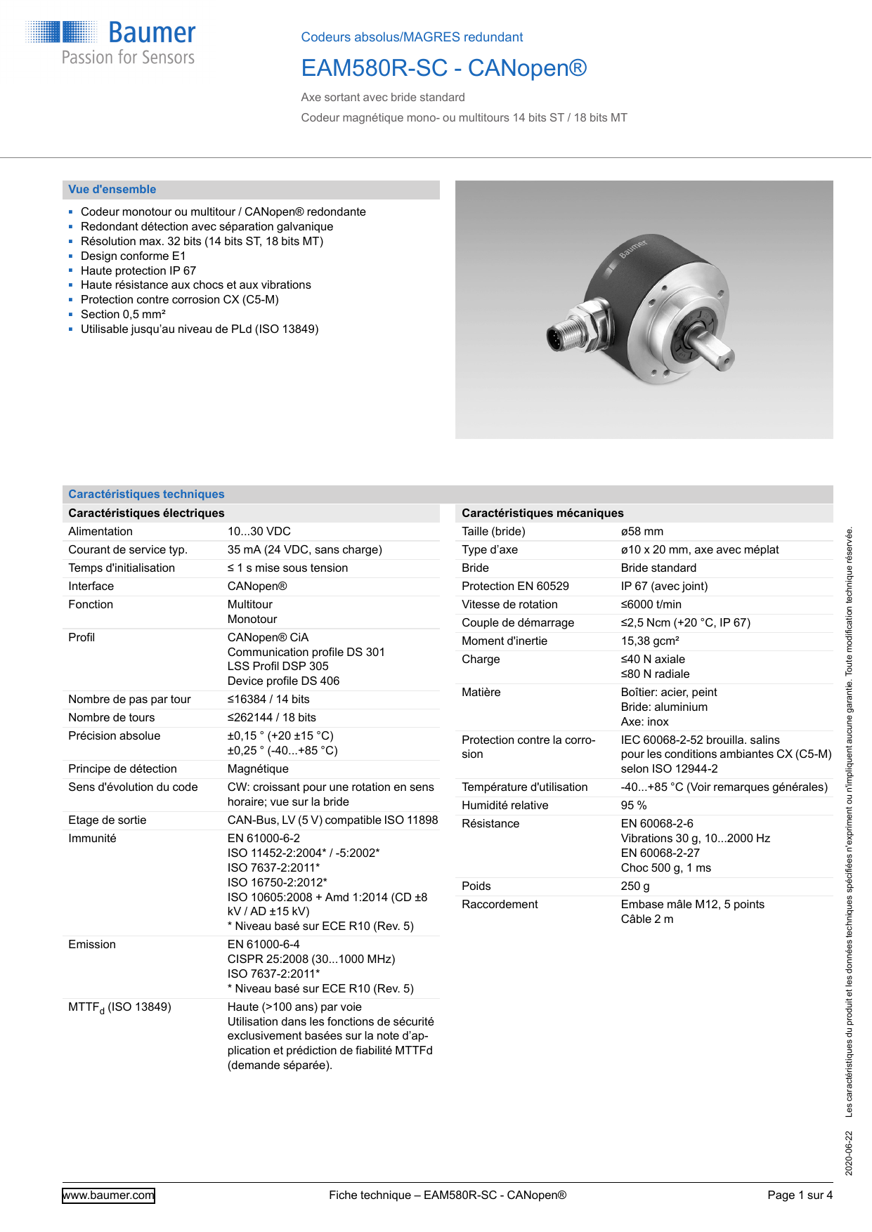 Baumer EAM580R-SC - CANopen® Datasheet | Manualzz