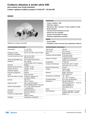 Baumer GM400 Absolute encoder Fiche technique | Manualzz