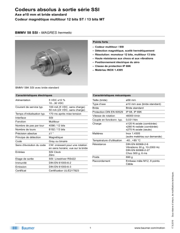 Baumer BMMV 58K SSI Absolute encoder Fiche technique | Manualzz