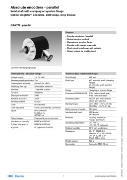 Baumer GXA1W - parallel - Data Sheet, Installation and operating instructions