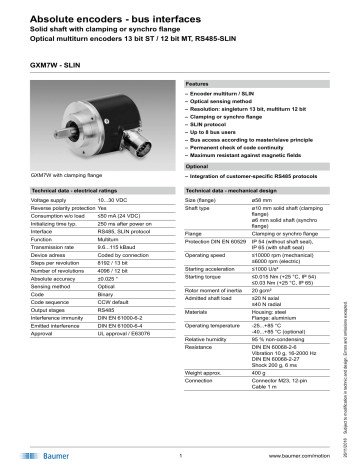 Baumer GXM7W - SLIN Absolute encoder Data sheet | Manualzz