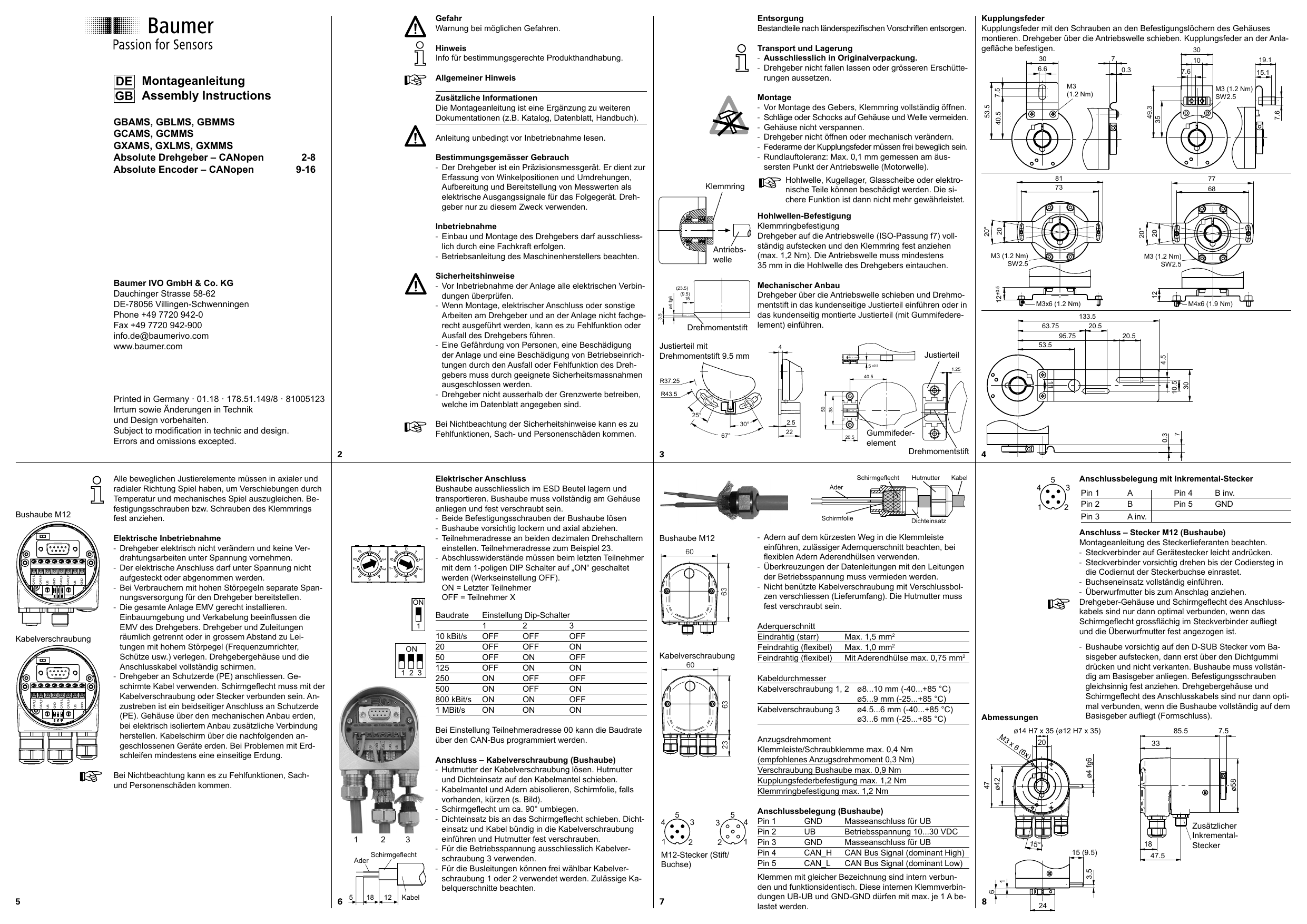 Baumer GXMMS Absolute encoder Installation and Operating Instructions | Manualzz