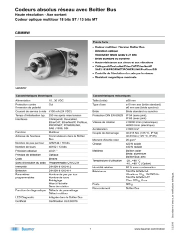 Baumer GBMMW Absolute encoder Fiche technique | Manualzz