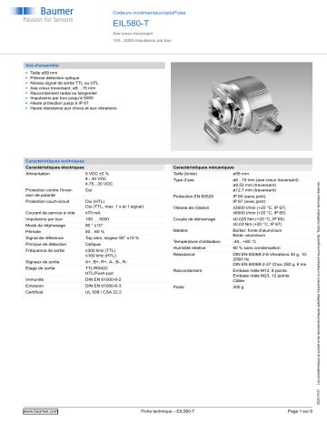 Baumer EIL580-T Incremental encoder Fiche technique | Manualzz