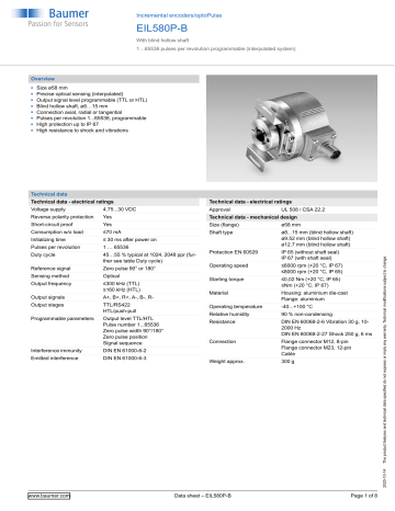 Baumer EIL580P-B Incremental encoder Data sheet | Manualzz
