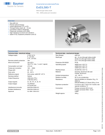 Baumer ExEIL580-T Incremental encoder Data sheet | Manualzz