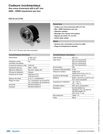Baumer ITD 41 A 4 Y79 Incremental encoder Fiche technique | Manualzz