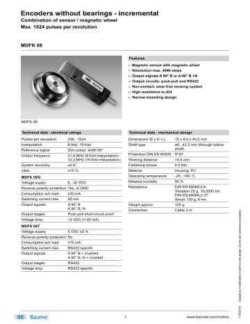 Baumer MDFK 08 - RS422 Encoder Data sheet | Manualzz
