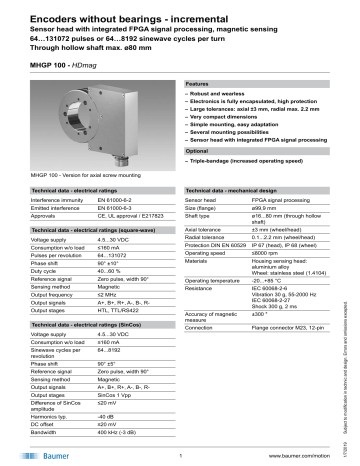 Baumer MHGP 100 Encoder Data sheet | Manualzz