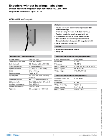 Baumer MQR 3000F Encoder Data sheet | Manualzz