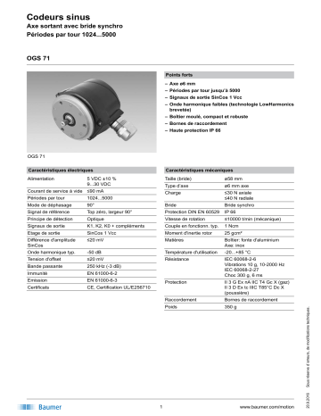 Baumer OGS 71 Sine encoder Fiche technique | Manualzz