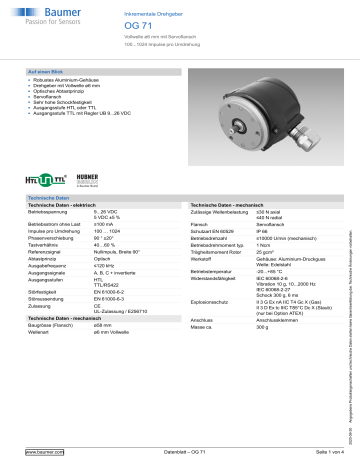 Baumer OG 71 Incremental encoder Datenblatt | Manualzz
