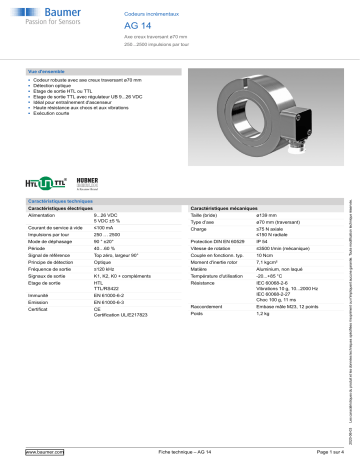 Baumer AG 14 Incremental encoder Fiche technique | Manualzz