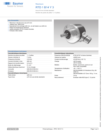 Baumer RTD 1 B14 Y 3 Resolver Fiche technique | Manualzz