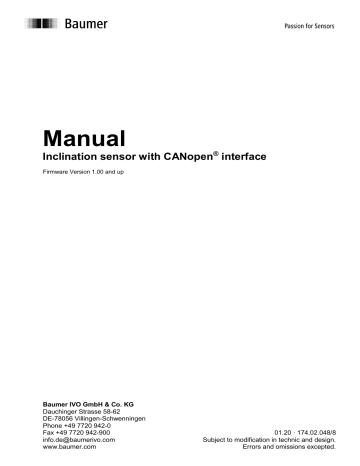 Baumer GNAMG Inclination sensor Owner's Manual | Manualzz