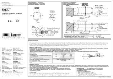 Baumer PBMN high pressure Pressure measurement Installation and ...