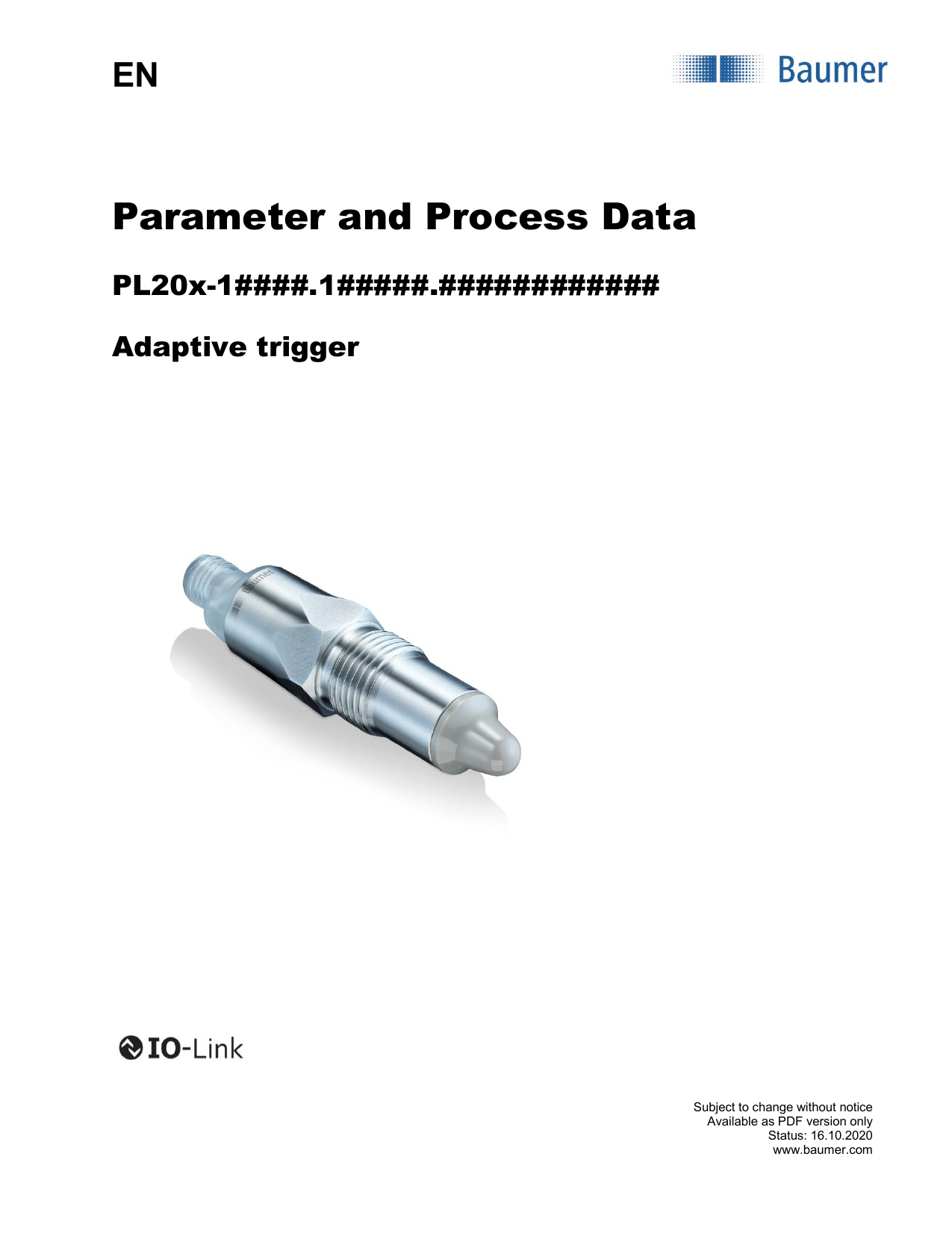 Baumer PL20S - Adaptive trigger Level measurement Installation and ...