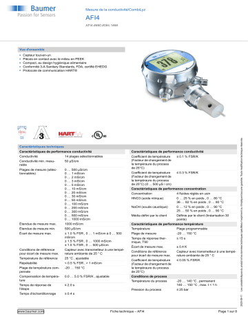 Baumer AFI4 Conductivity measurement Fiche technique | Manualzz