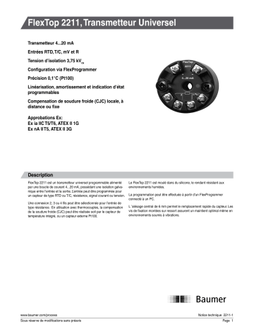 Baumer 2211 Temperature measurement Fiche technique | Manualzz