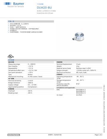 Baumer DLM20-BU Force sensor データシート | Manualzz