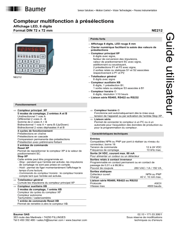 Baumer NE212 Preset counter Manuel utilisateur | Manualzz