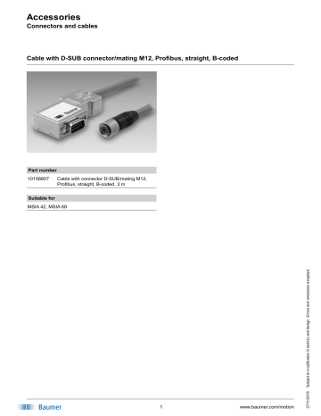 Baumer Cable Cables / connector Data sheet | Manualzz