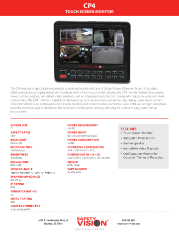 Safety Vision CP4 Specification Sheet | Manualzz