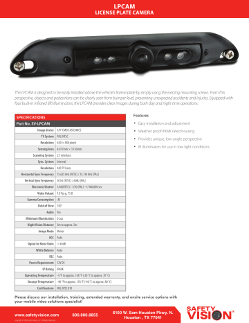 Safety Vision LPCAM Specification Sheet | Manualzz