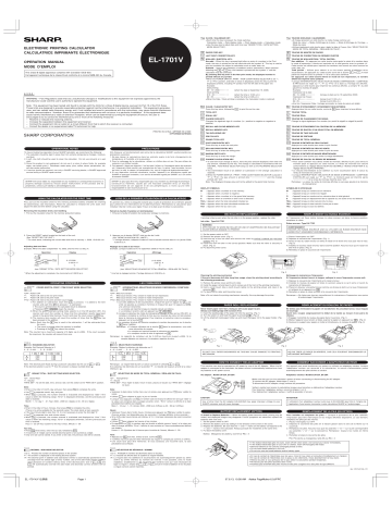 Sharp EL-1701C Owner Manual | Manualzz
