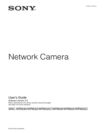Sony SNC-WR630 Owner Manual | Manualzz