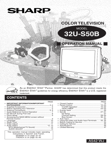Sharp 32U-S50 Operation Manual | Manualzz