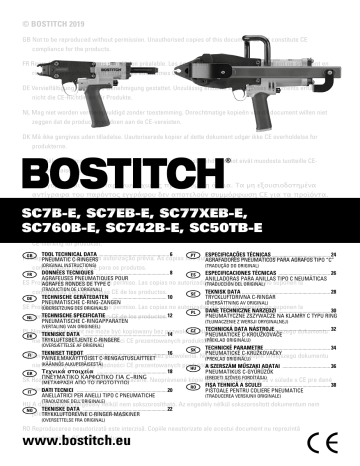 Bostitch SC760B-E, SC7EB-E, SC50TB-E, SC742B-E Brukermanual | Manualzz