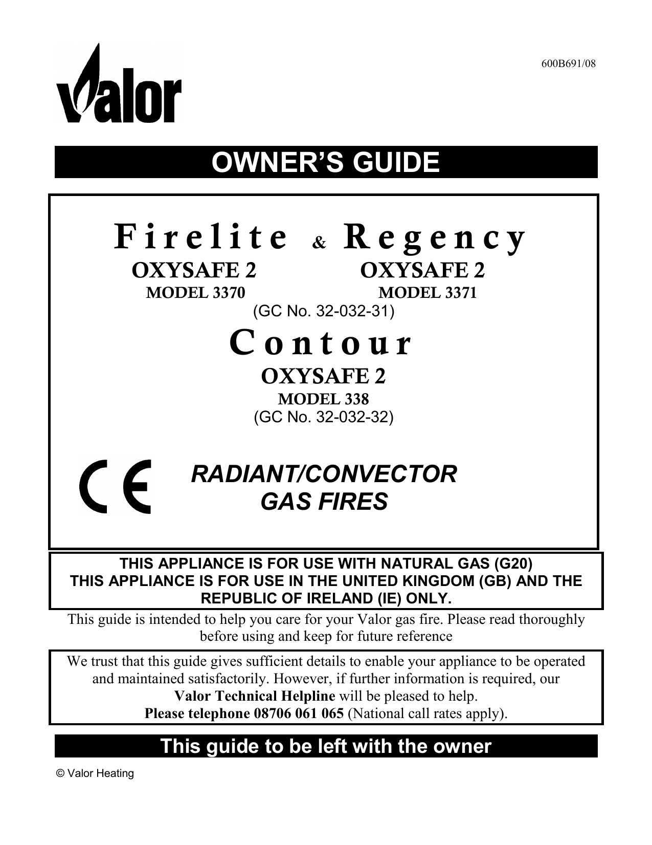 Valor Firelite OXYSAFE 2 Owner's Manual | Manualzz