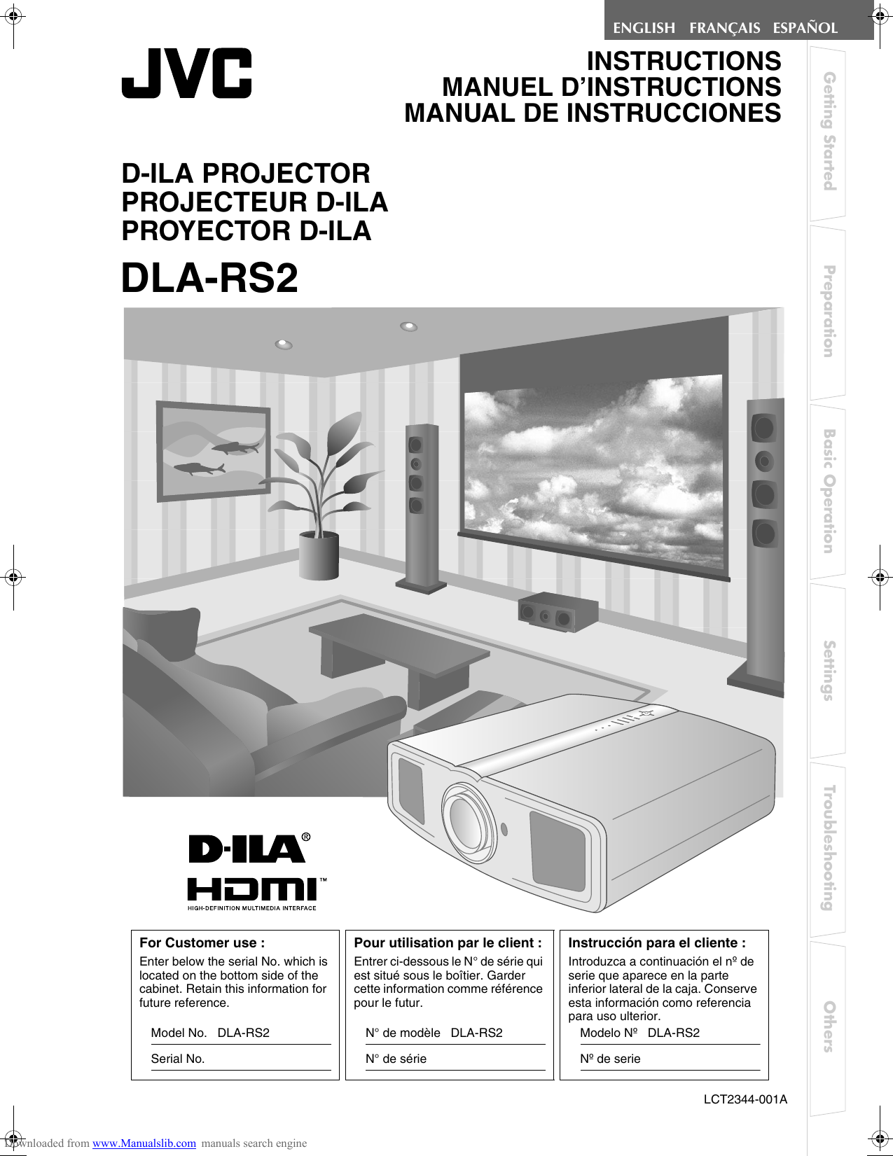 JVC DLA-RS2 Instructions Manual | Manualzz