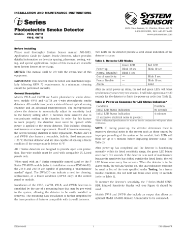 System Sensor 2W-B, 2WT-B, 4W-B, 4WT-B Installation And Maintenance ...