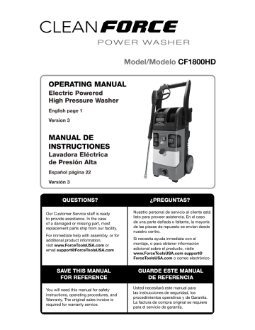 CleanForce CF1800HD Operating Manual | Manualzz