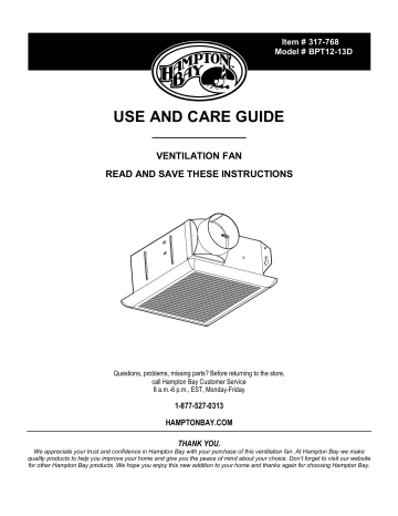 HAMPTON BAY BPT12-13D User Manual | Manualzz