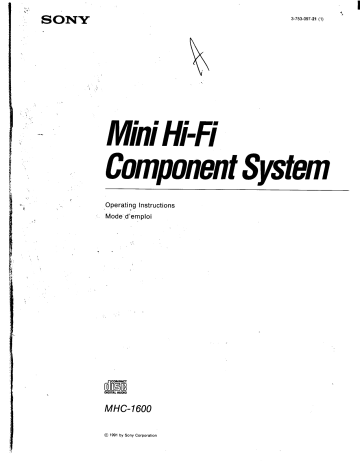 Sony HCD-H1600 Operating Instructions Manual | Manualzz