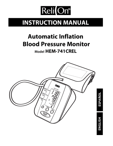 Omron ReliOn HEM-741CREL Instruction Manual | Manualzz