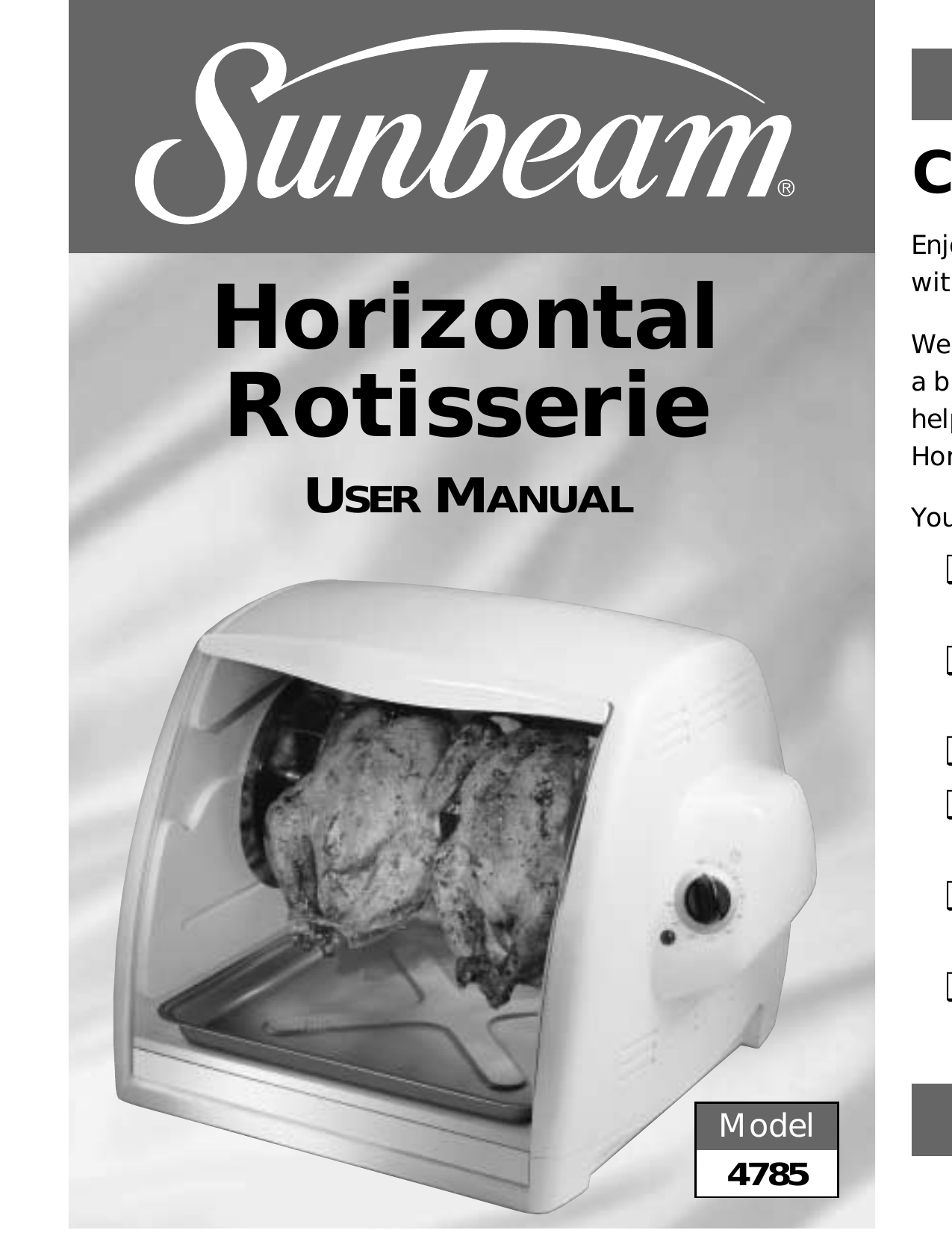 Sunbeam Carousel Rotisserie Broiler Manual - The Best Picture Of Beam