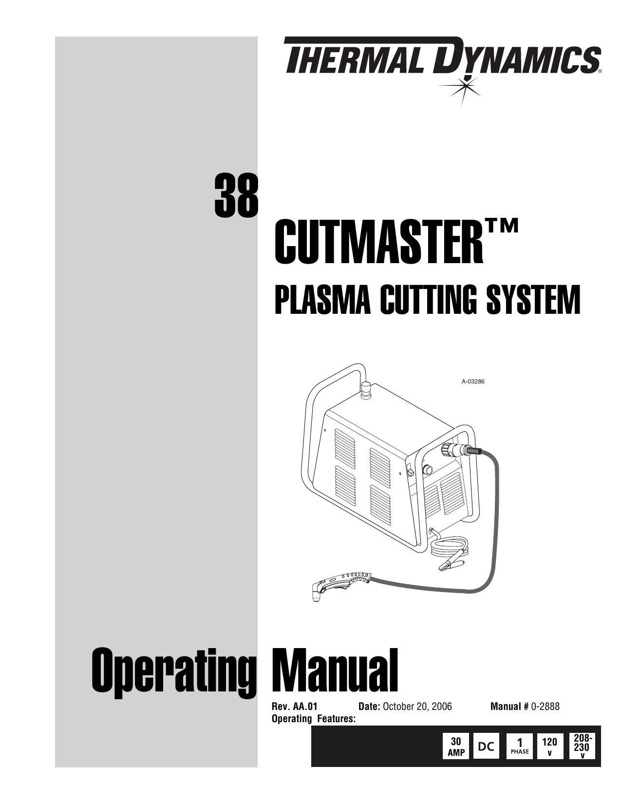 Thermal Dynamics 38 Cutmaster Operating Manual | Manualzz